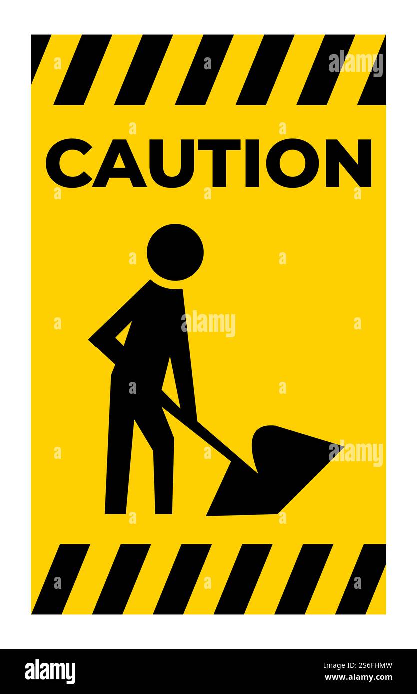 Caution Men At Work Symbol Sign Isolate on White Background,Vector ...