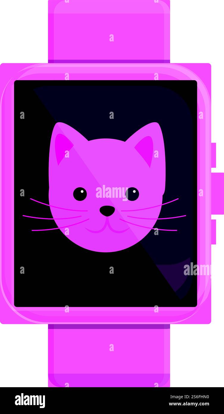 Kid cat smart watch icon. Cartoon of kid cat smart watch vector icon ...