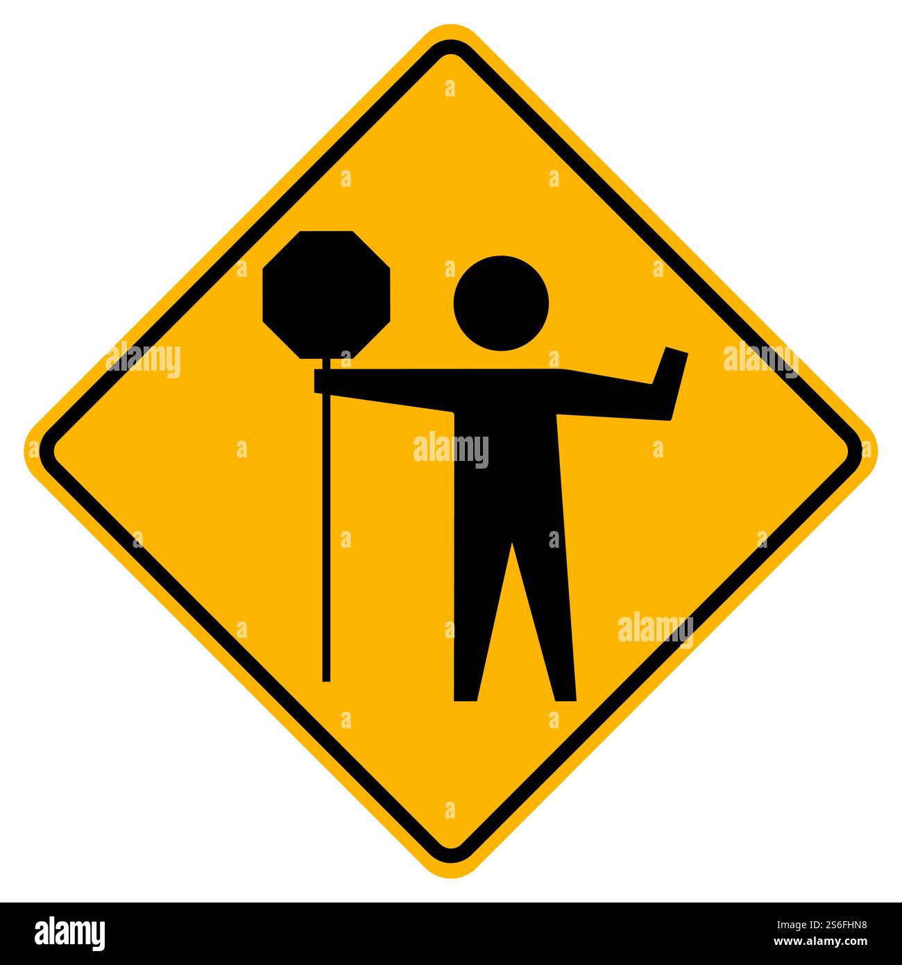 Flaggers In Road Ahead Warning Traffic Symbol Sign Isolate on White ...