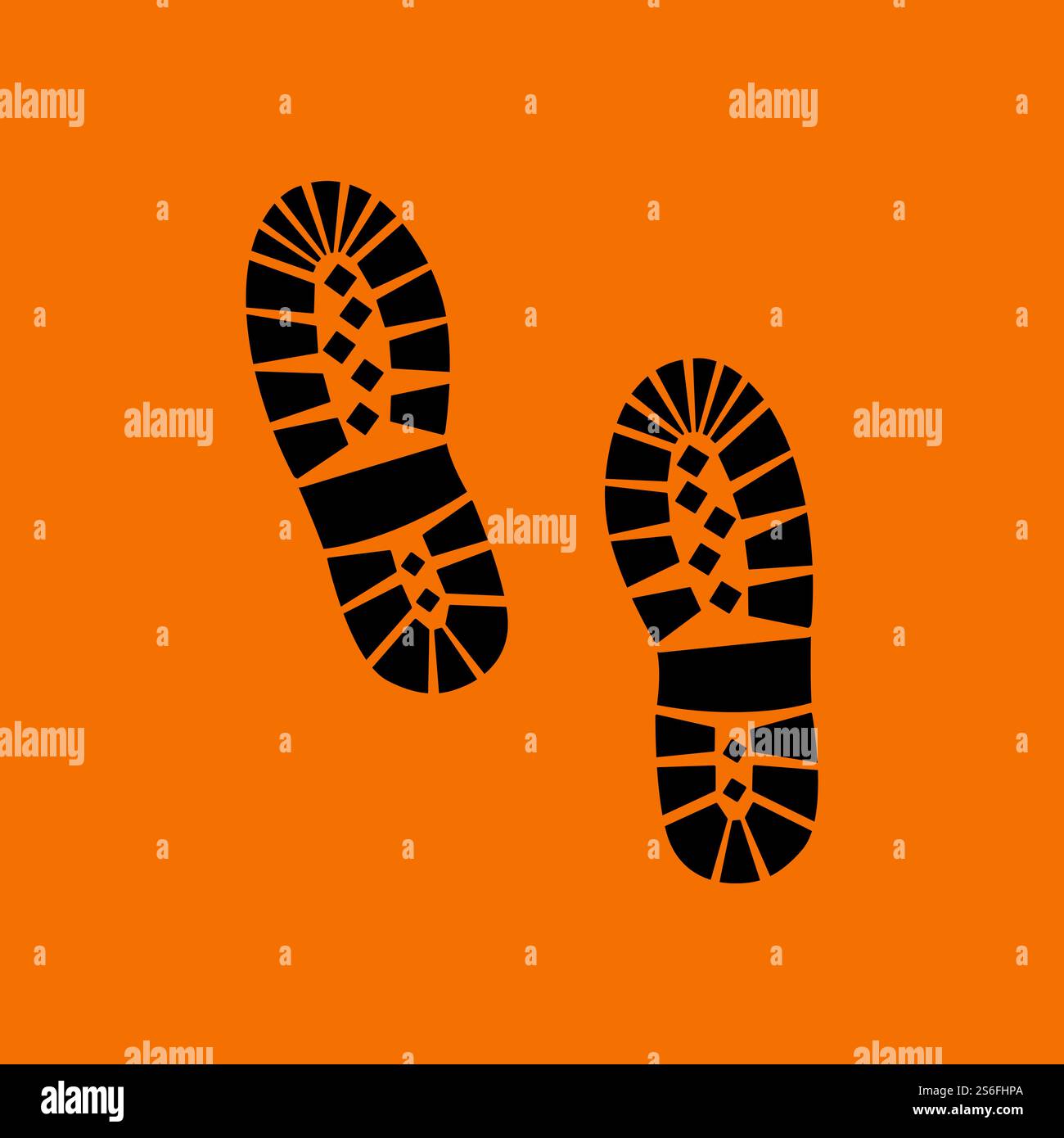 Boot Print Icon. Black on Orange Background. Vector Illustration Stock ...