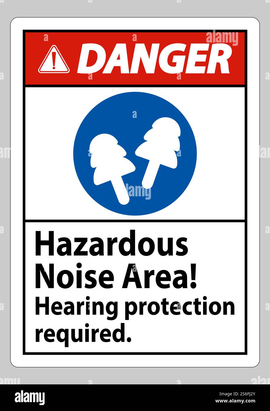 Danger Sign Hazardous Noise Area, Hearing Protection Required Stock ...