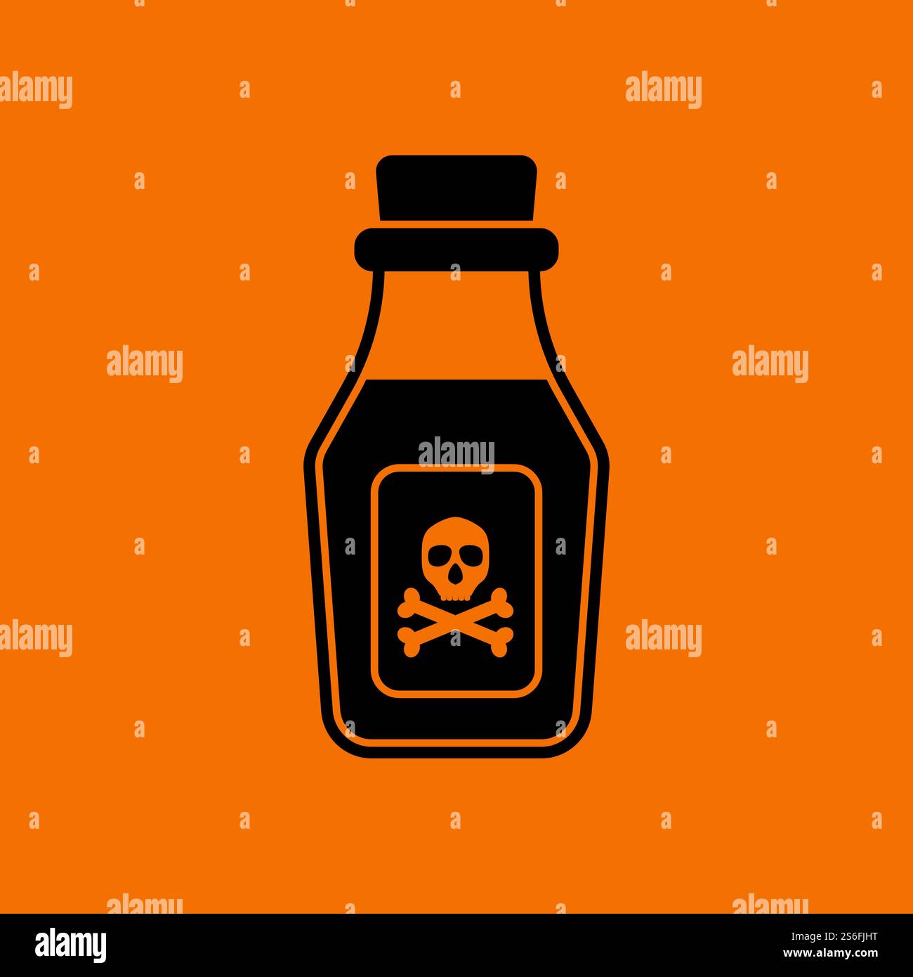 Poison Bottle Icon. Black on Orange Background. Vector Illustration ...
