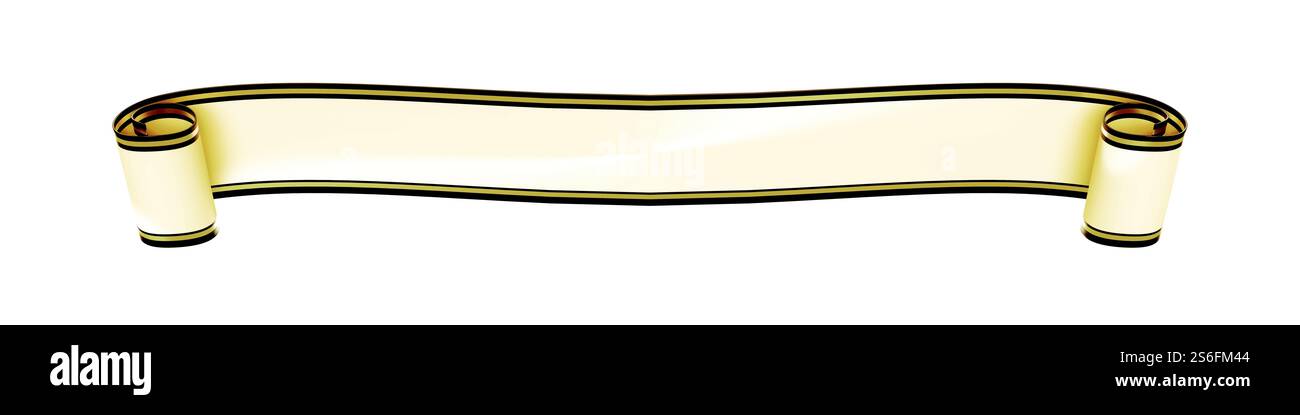3d illustration of a typical curled ribbon banner isolated on white ...