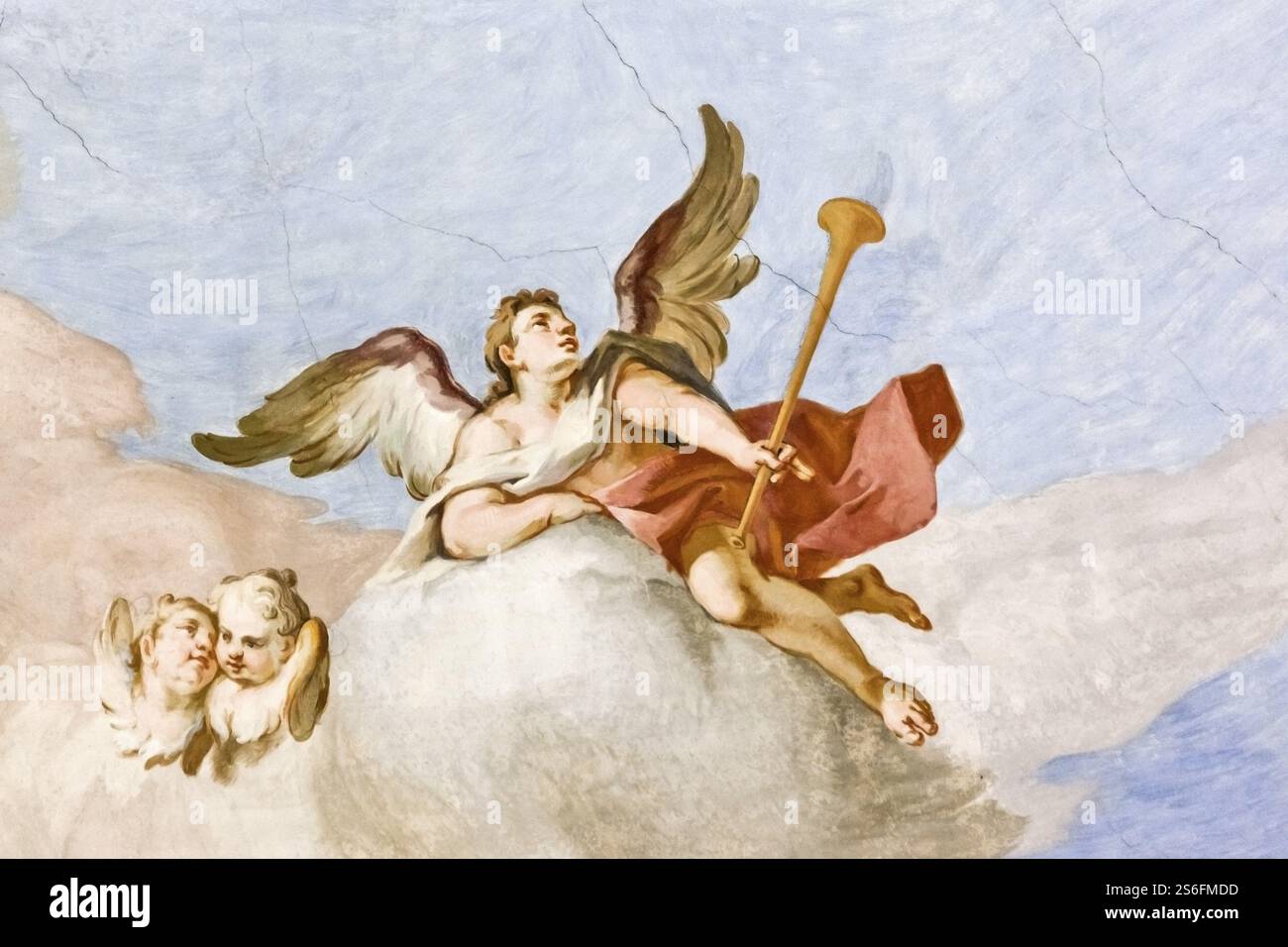 An image of a beautiful religious fresco inside the Wieskirche in ...