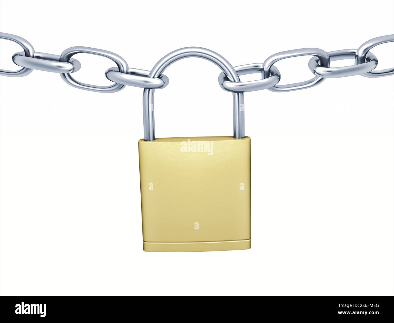 An image of a typical brass lock with chains Stock Photo - Alamy