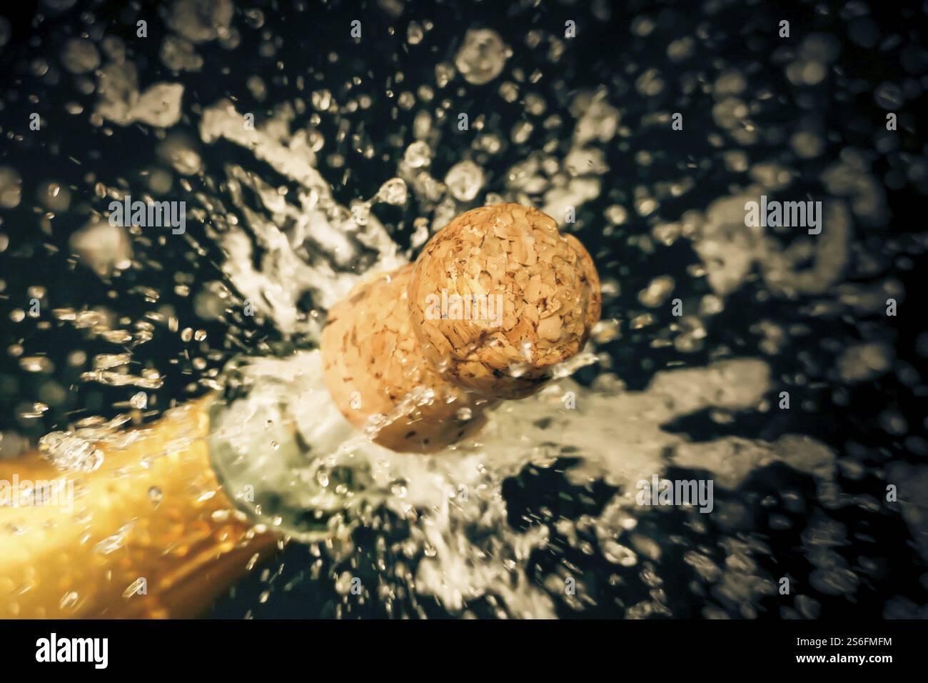 An image of a champagne cork popping out Stock Photo - Alamy