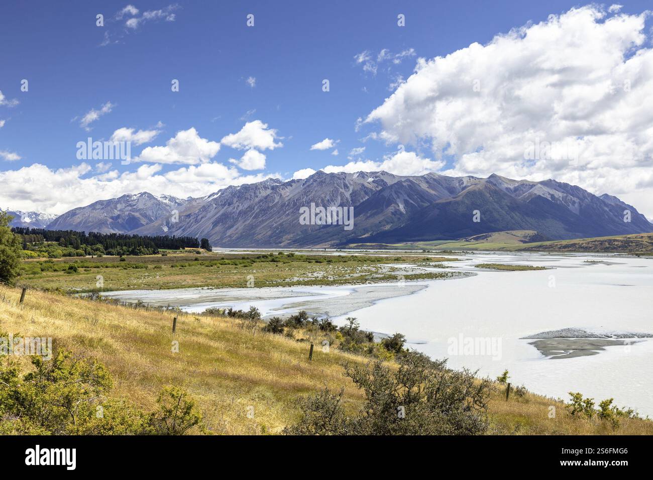 An image of the Rakaia River scenery in south New Zealand Stock Photo ...