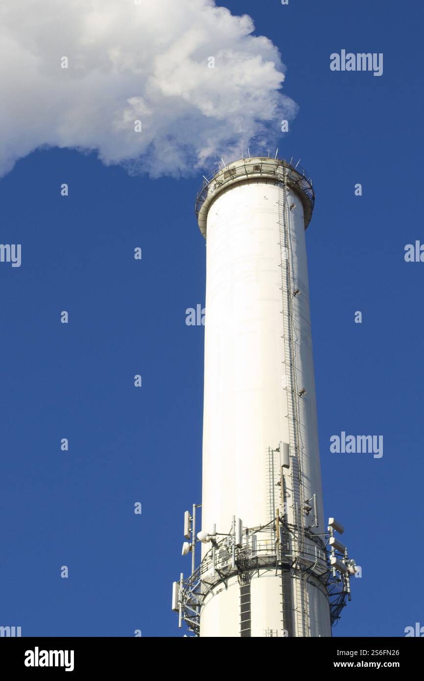 Smoking industrial chimney, stack, chimney, CO2, exhaust gases ...