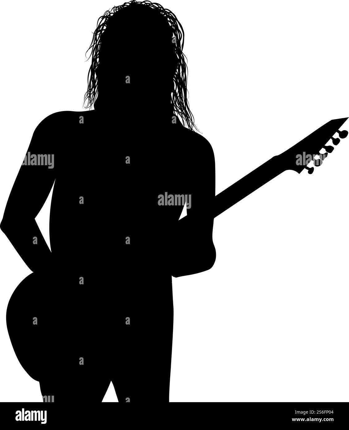 Rock Guitarist Silhouette. Black Color Design Fine And Clean Path. Very ...