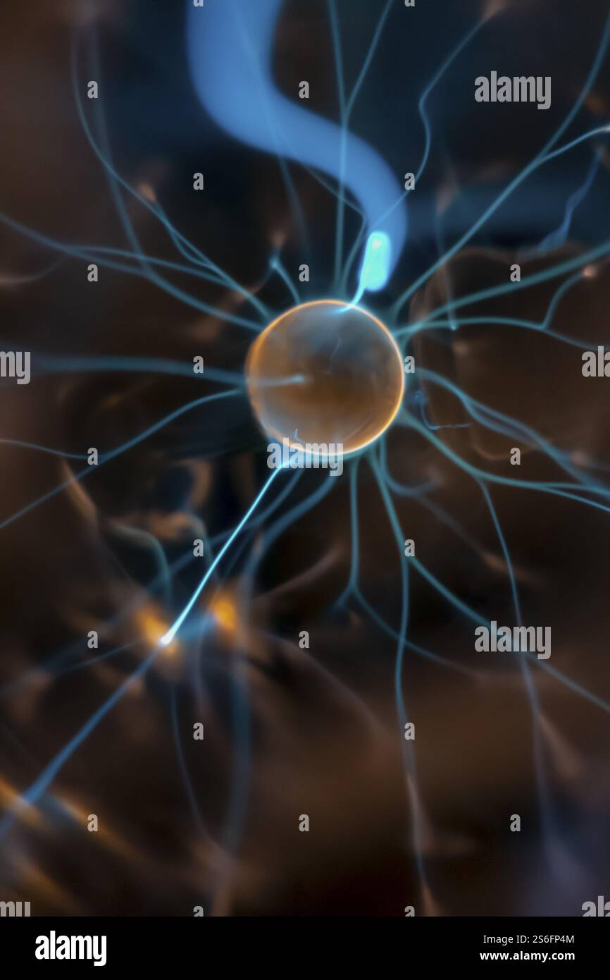 An image of a plasma lamp with moving light beams Stock Photo - Alamy