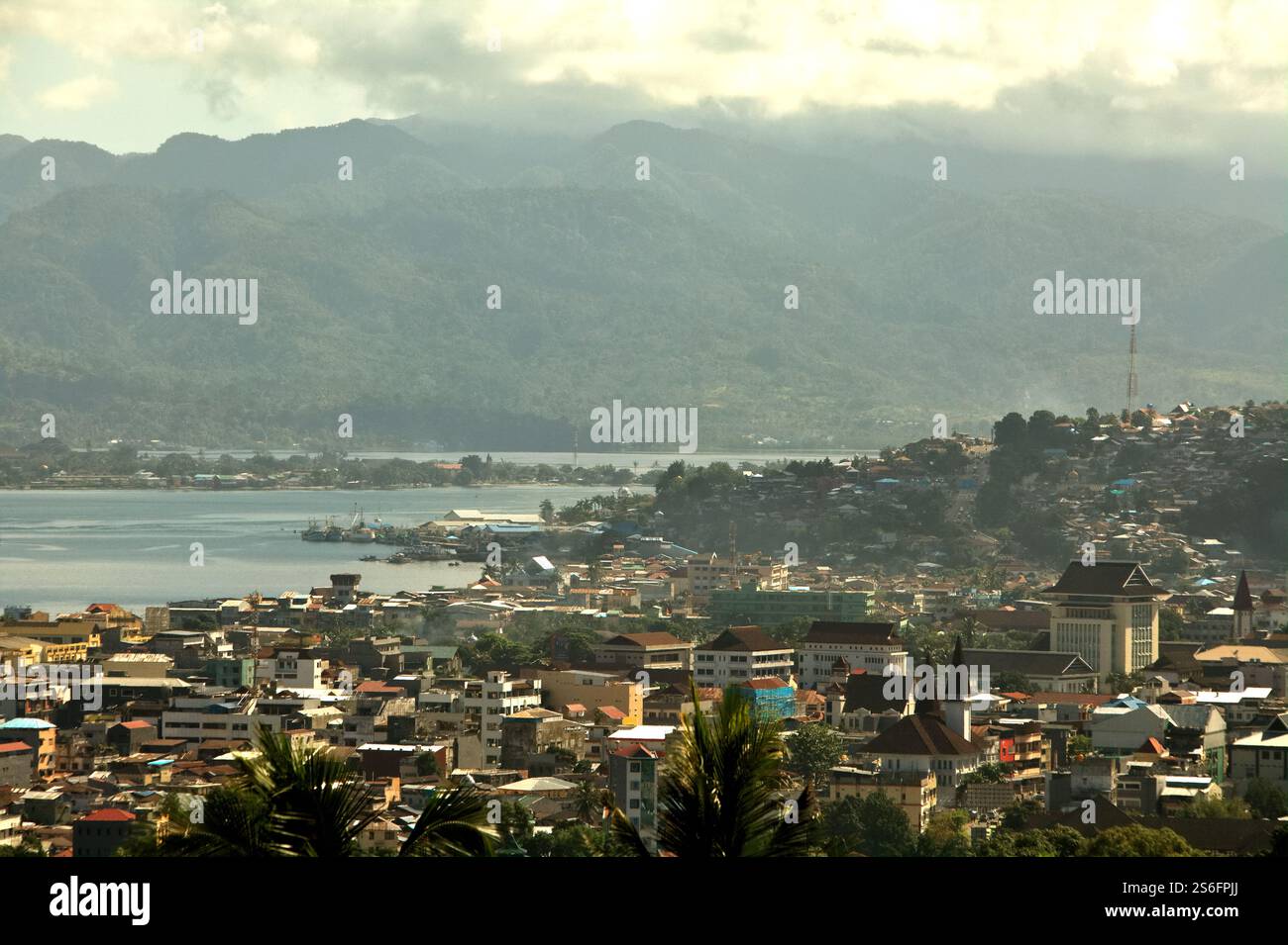 Bay of Ambon and part of Ambon City are seen from Karangpanjang hill in ...