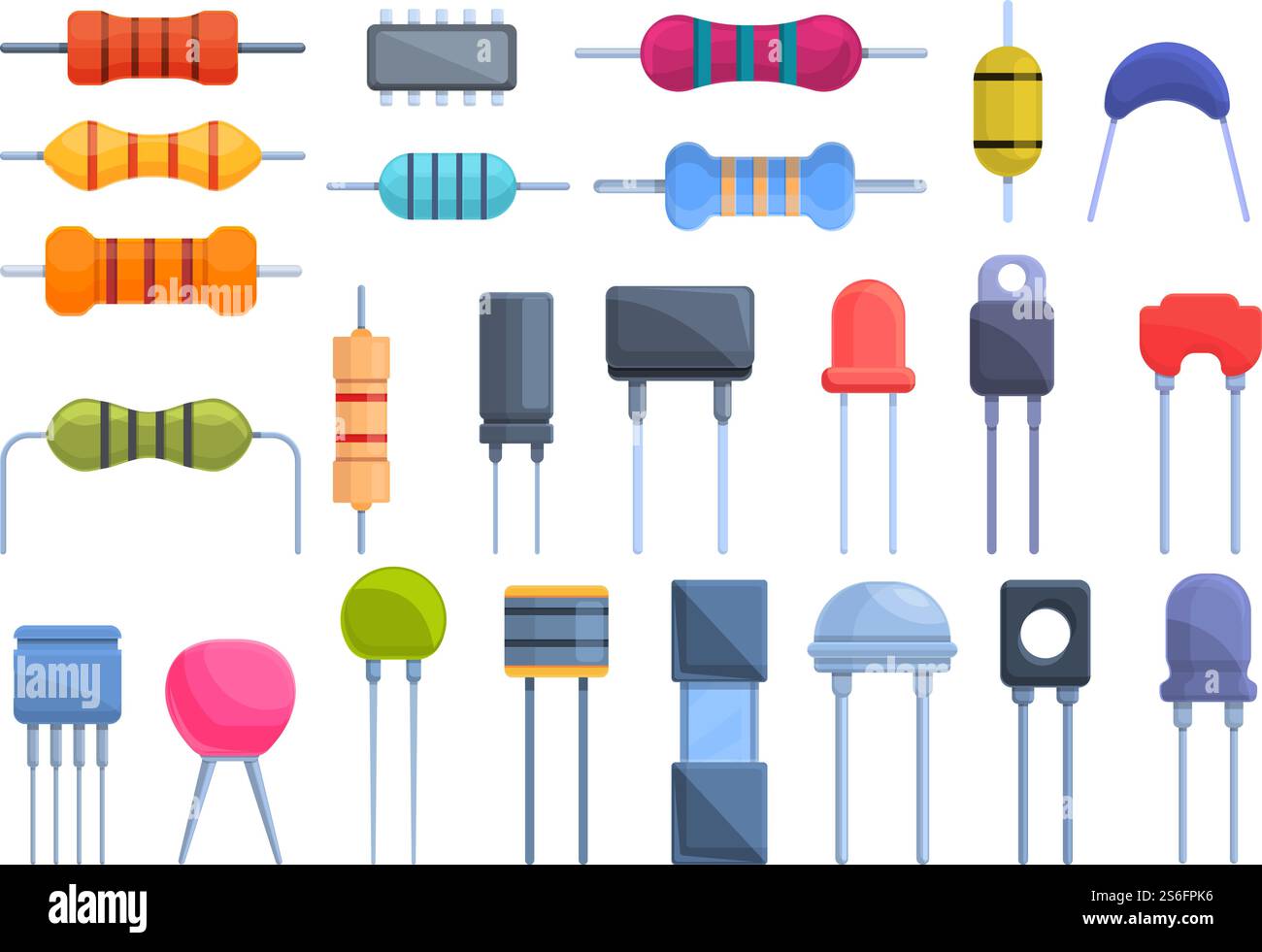 Resistor icons set. Cartoon set of resistor vector icons for web design ...