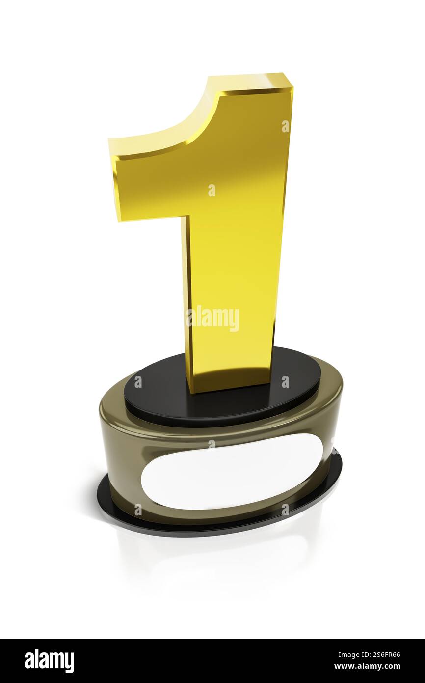 3d illustration of a golden number one trophy Stock Photo - Alamy