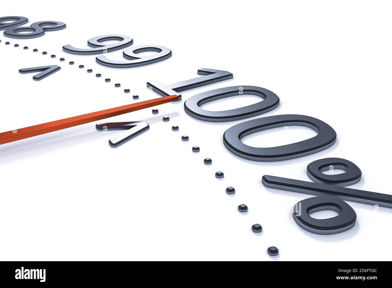 3d rendering of a percent meter with a red arrow at 100 percent Stock ...
