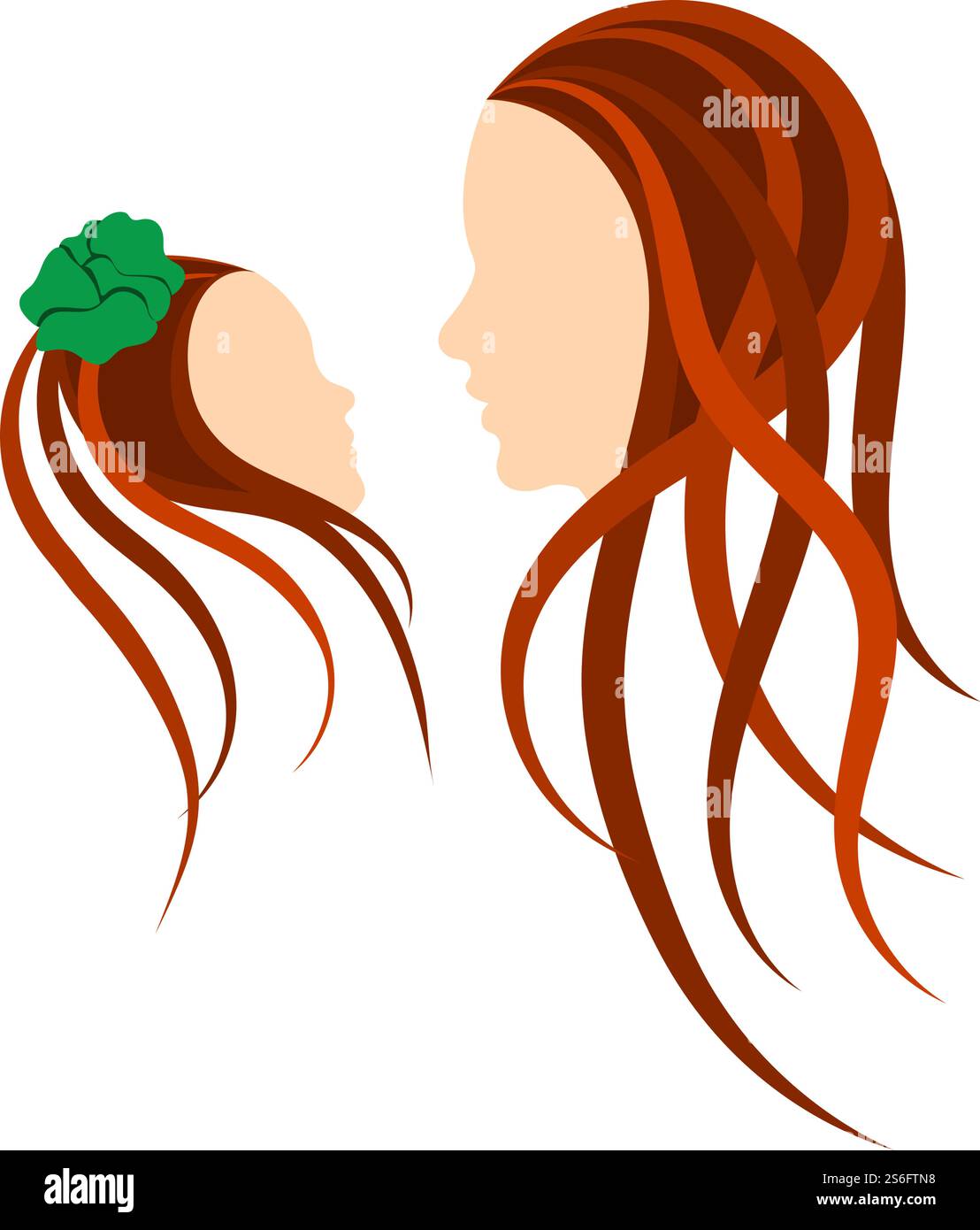 Mother’s Day Icon. Mother and daughter. Flat Color Design. Vector ...
