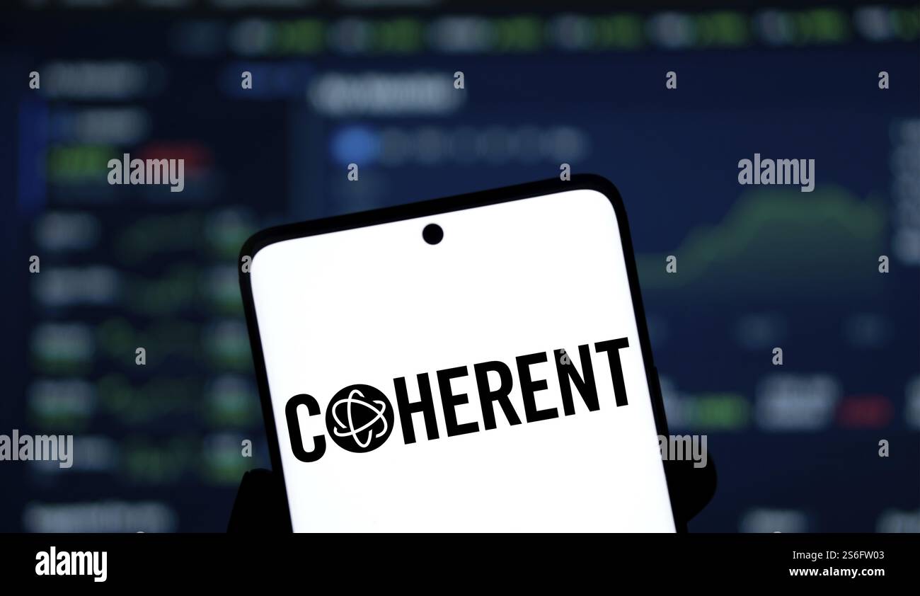 Coherent logo is displayed on smartphone. Coherent Inc is an American ...