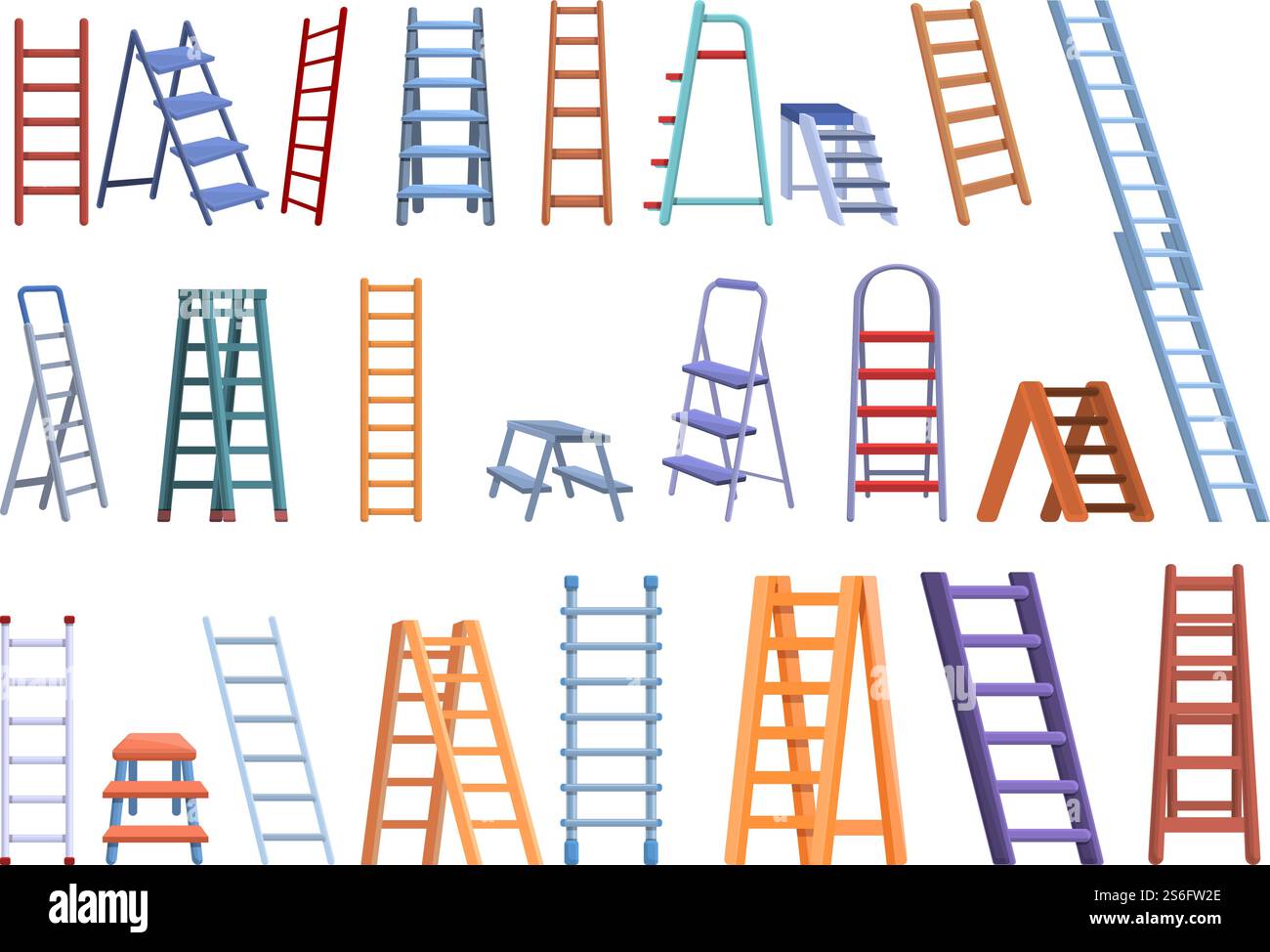 Step ladder icons set. Cartoon set of step ladder vector icons for web ...