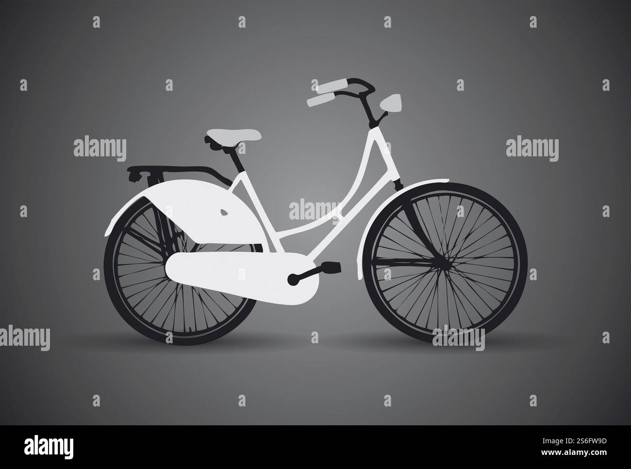 2d black and white illustration of a typical bicycle Stock Photo - Alamy