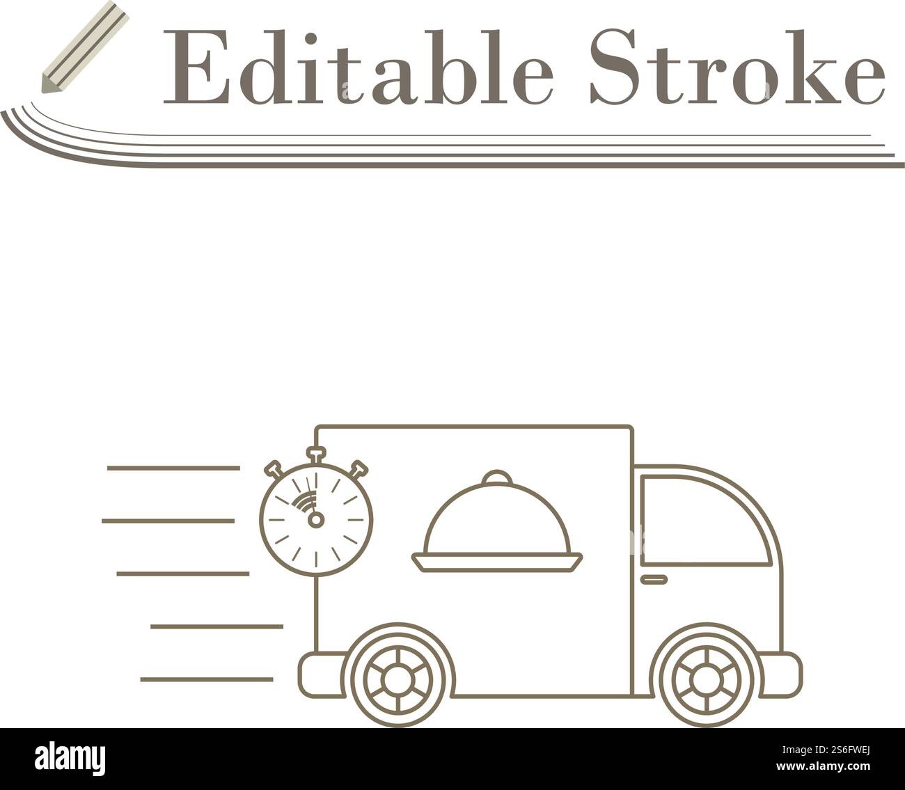 Fast Food Delivery Car Icon. Editable Stroke Simple Design. Vector ...