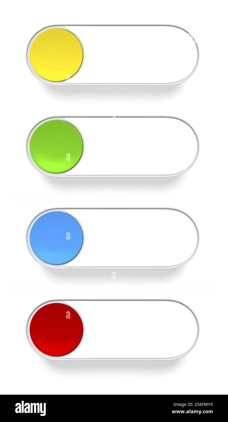 3d rendering of a push button in different colors Stock Photo - Alamy
