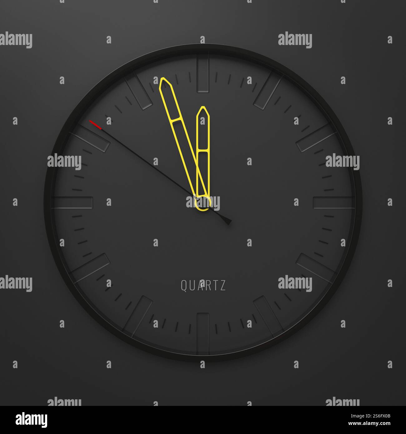3d illustration of a modern stylish clock with yellow pointers Stock ...