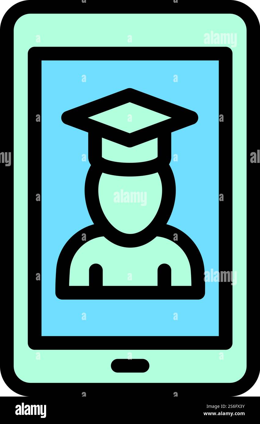 Interactive learning online graduated icon. Outline interactive ...