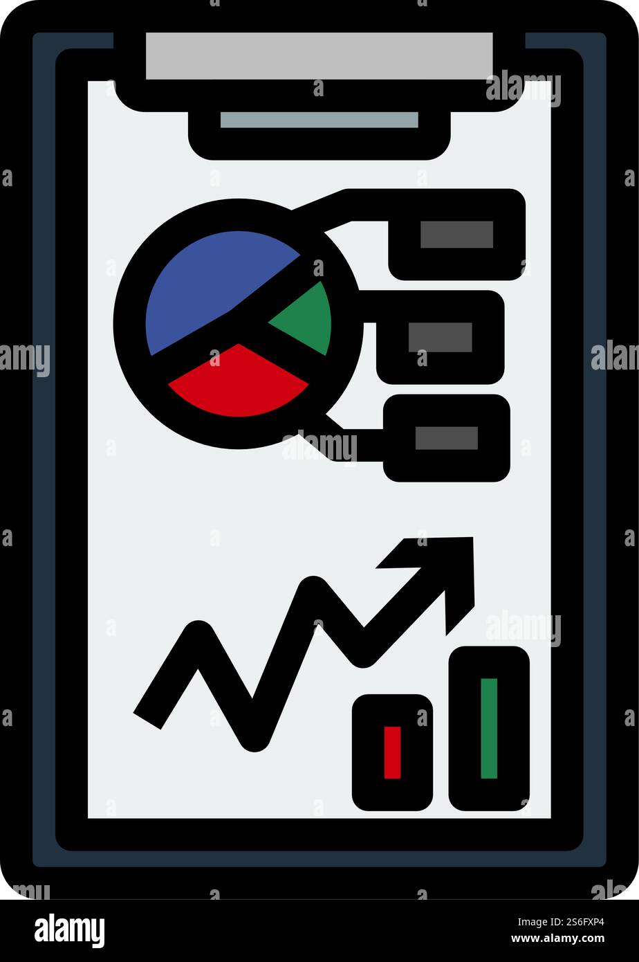 Writing Tablet With Analytics Chart Icon. Editable Thick Outline With ...