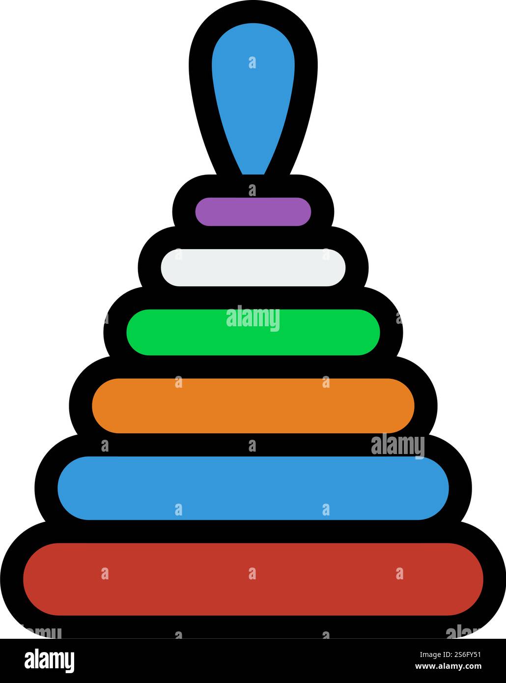 Pyramid Toy Icon. Editable Thick Outline With Color Fill Design. Vector ...