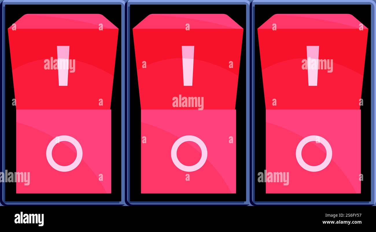 Red button breaker switch icon. Cartoon of red button breaker switch ...