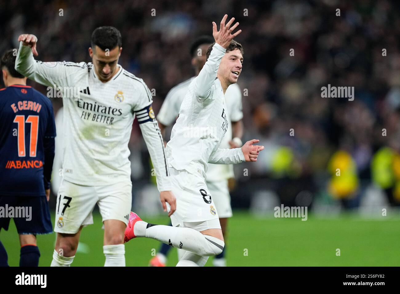 Federico Valverde of Real Madrid celebrates a goal during the Spanish ...