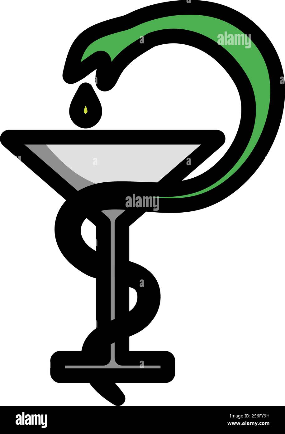Medicine Sign With Snake And Glass Icon. Editable Thick Outline With ...