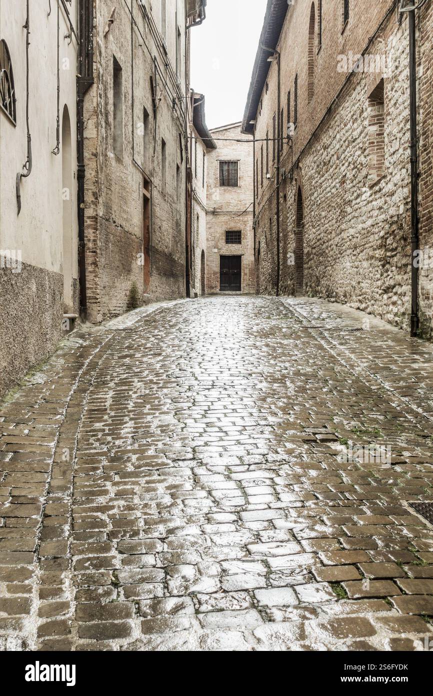 An image of a typical italian city street at rain Stock Photo - Alamy