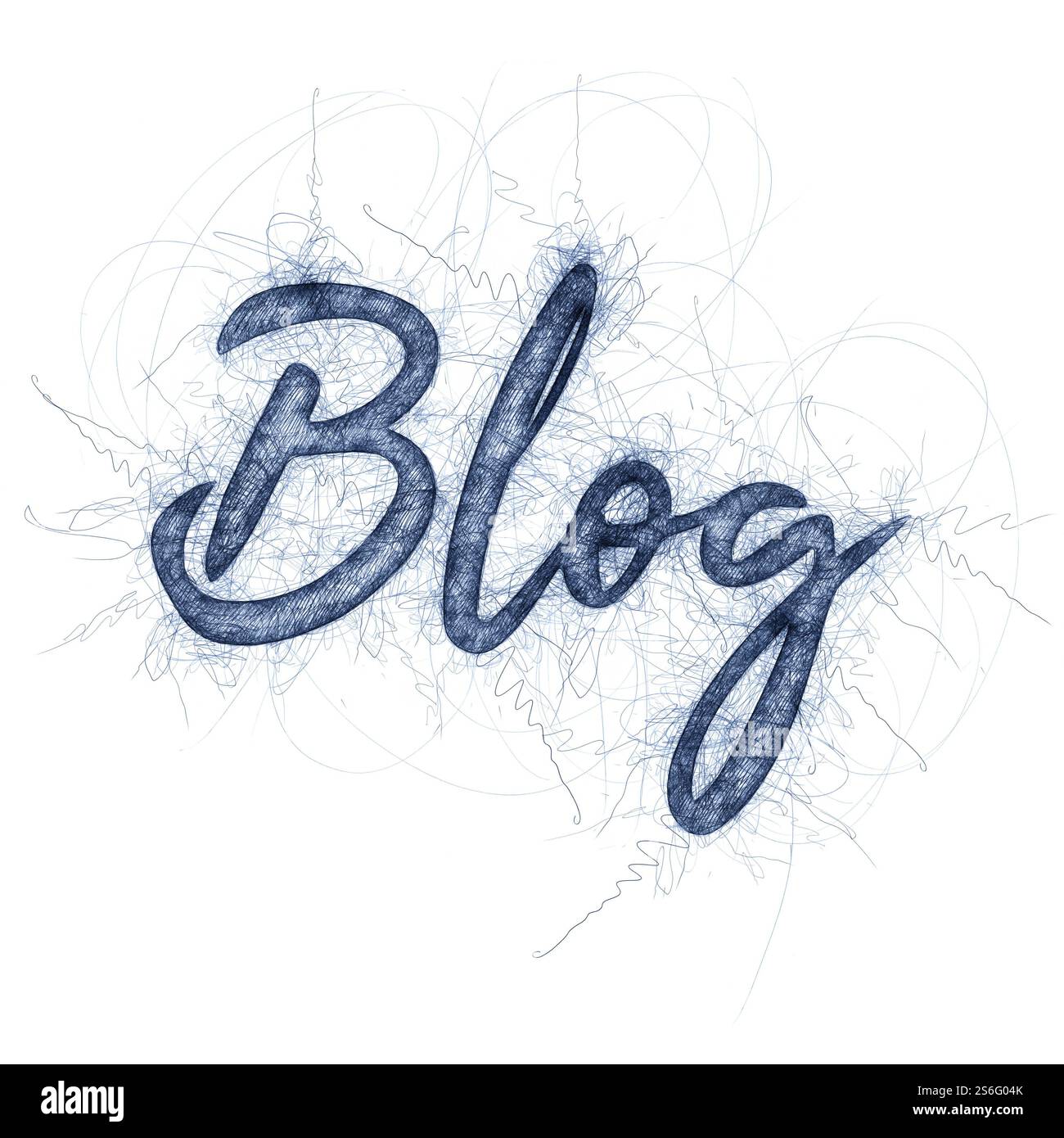 Illustration of the word blog ball pen doodle Stock Photo - Alamy