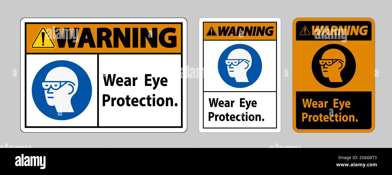 Warning Sign Wear Eye Protection on white background Stock Vector Image ...