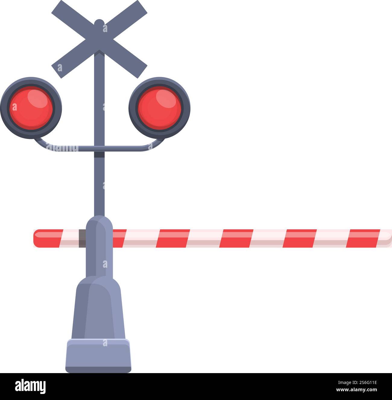 Railroad barrier traffic lights icon. Cartoon of Railroad barrier ...