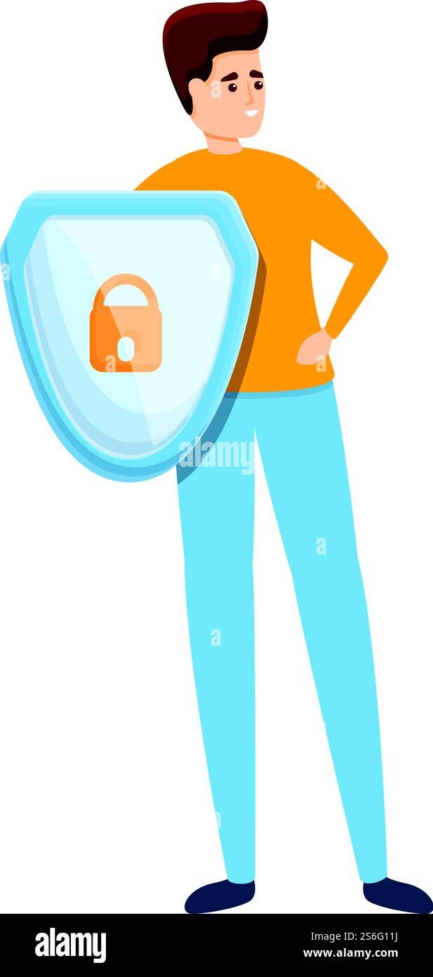 Shield secured privacy icon. Cartoon of Shield secured privacy vector ...
