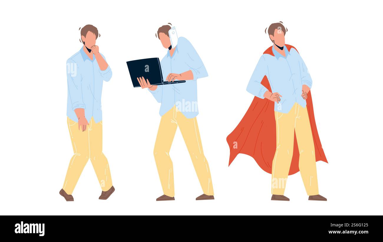 Personal Growth Business Skills Businessman Vector. Unemployed Man ...