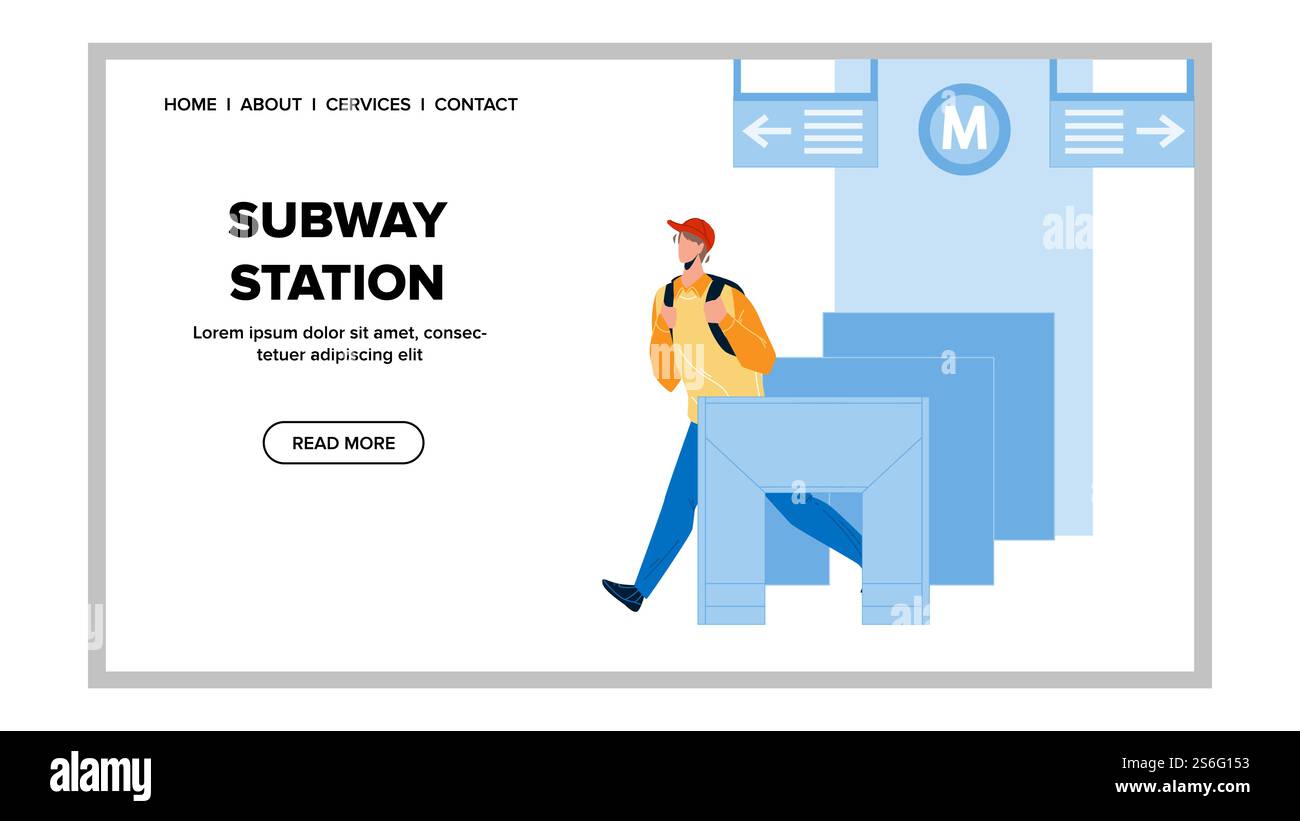Subway Station Entry System Pass Passenger Vector. Subway Station ...