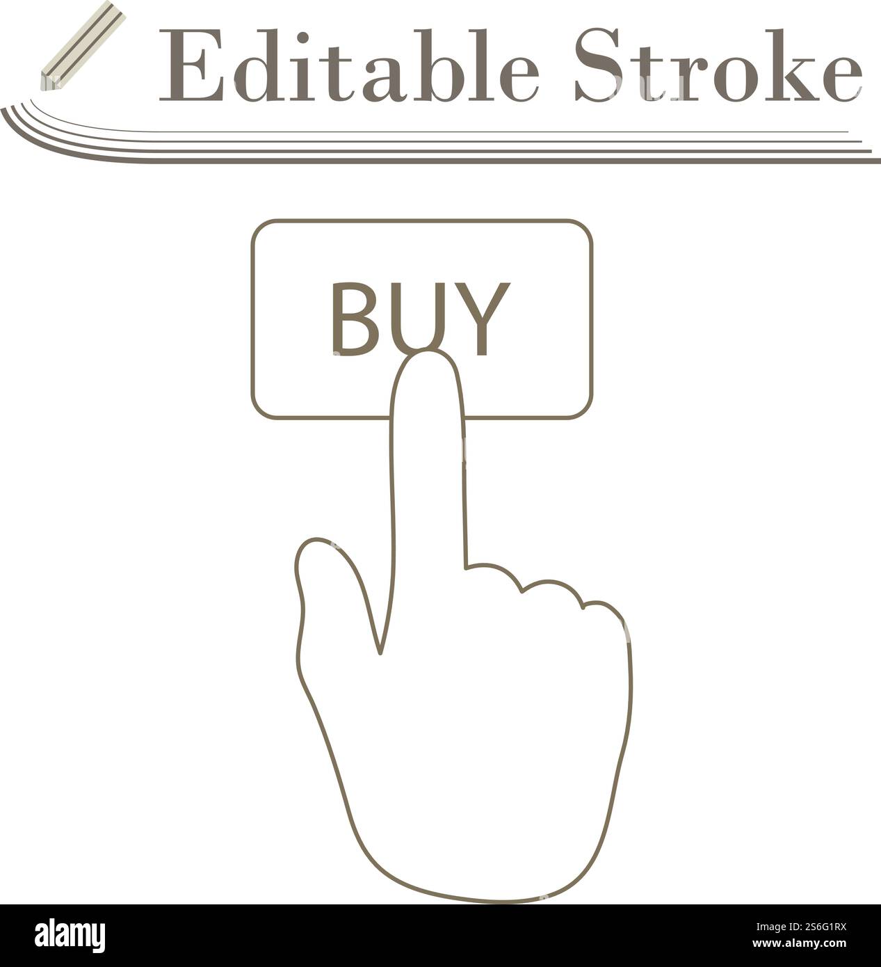 Finger Push The Buy Button Icon. Editable Stroke Simple Design. Vector ...