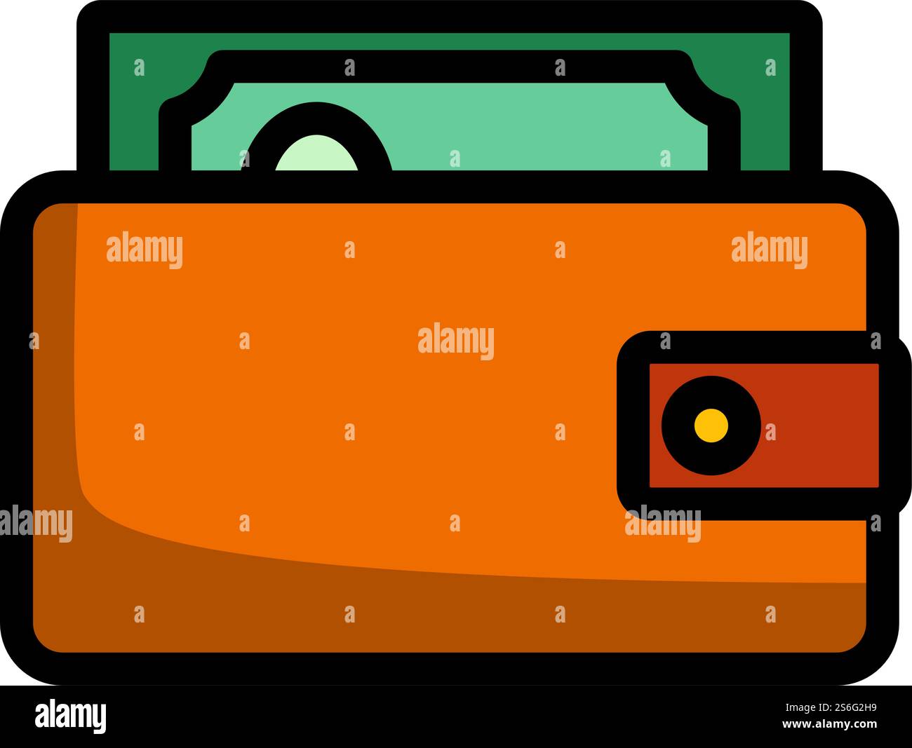 Wallet With Cash Icon. Editable Thick Outline With Color Fill Design ...