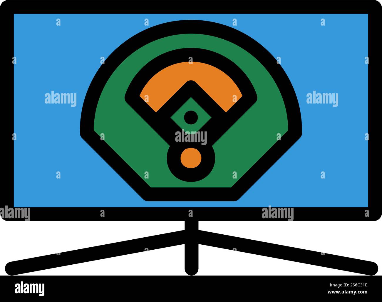 Baseball Tv Translation Icon. Editable Thick Outline With Color Fill ...