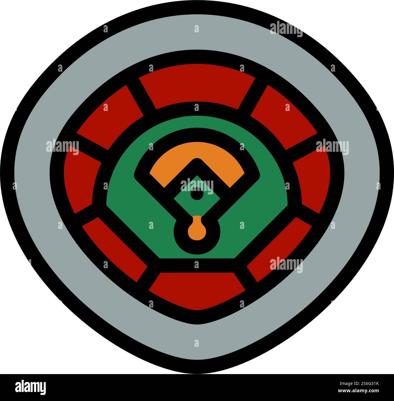 Baseball Stadium Icon. Editable Thick Outline With Color Fill Design ...