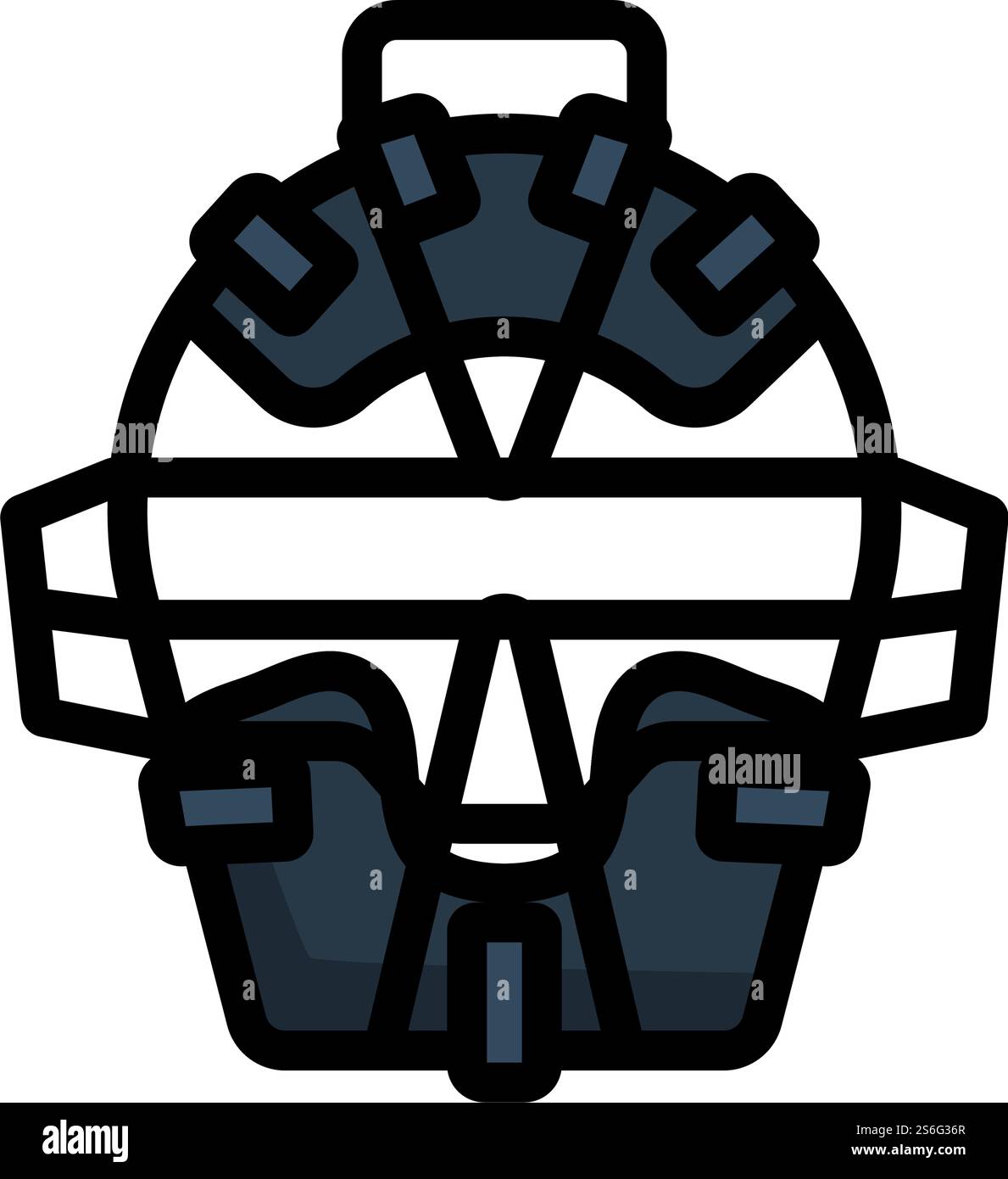Baseball Face Protector Icon. Editable Thick Outline With Color Fill ...