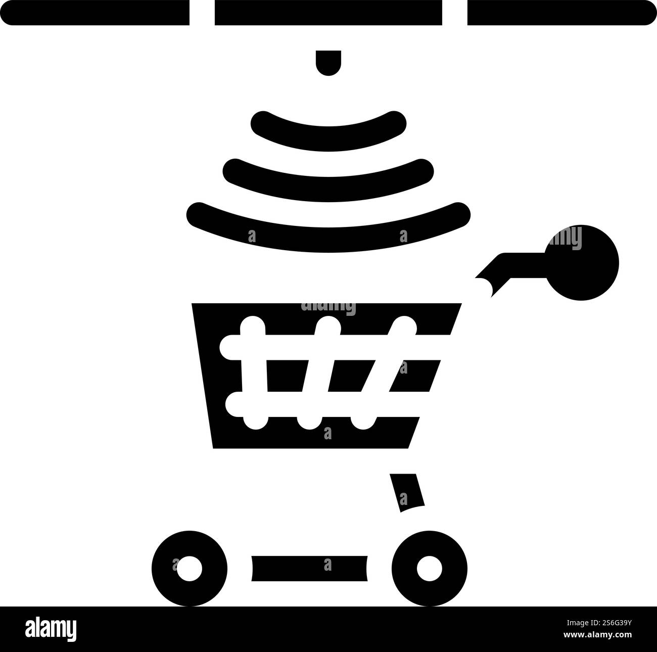 control of movement of carts glyph icon vector. control of movement of ...