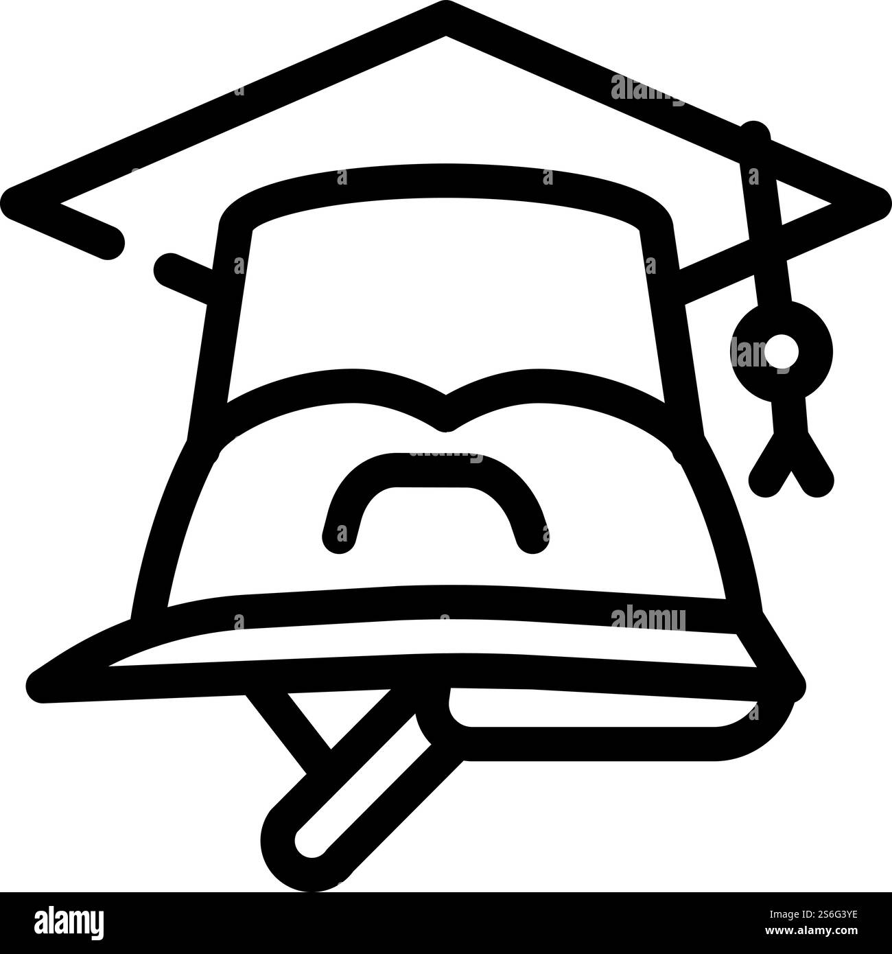 helmet and graduation cap line icon vector. helmet and graduation cap ...