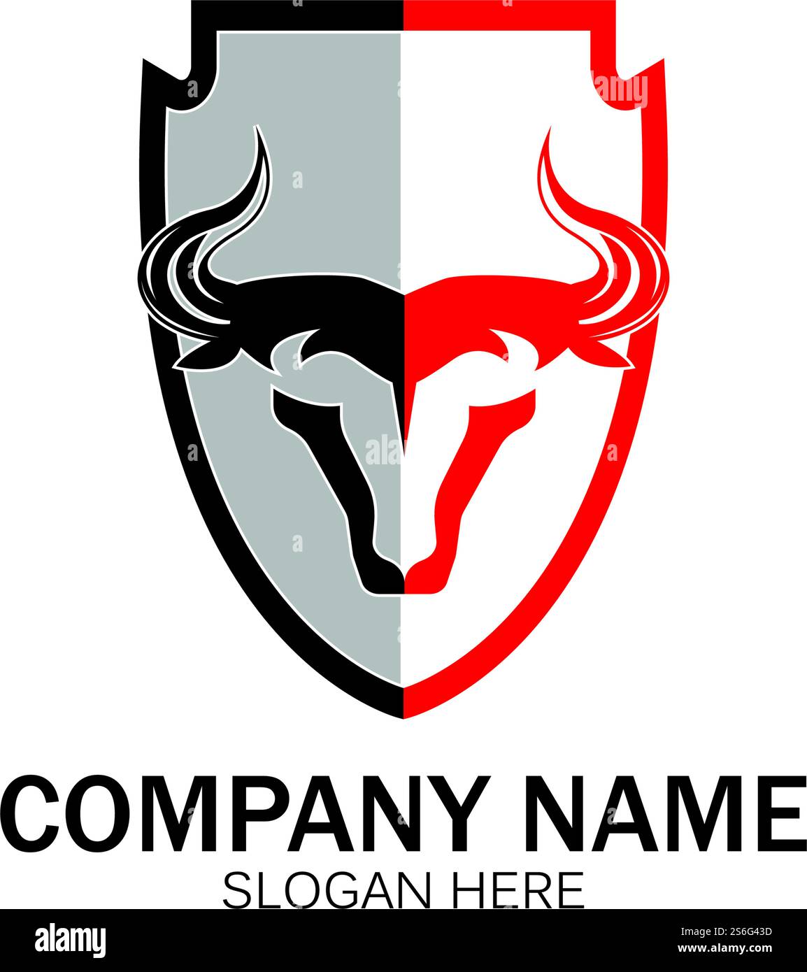 creative angry shield bull head logo design symbol vector illustration ...
