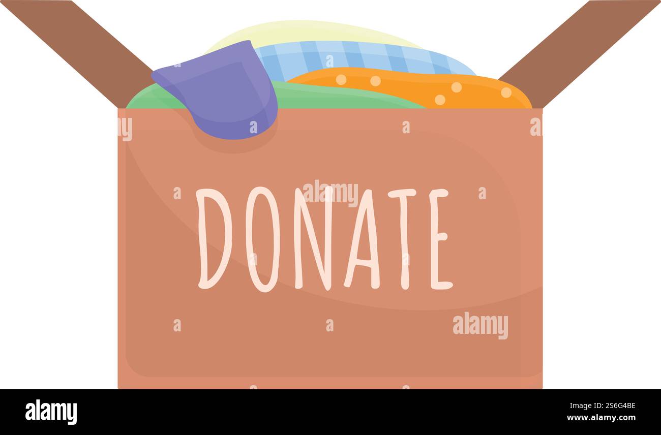 Donate full clothes box icon. Cartoon of Donate full clothes box vector ...