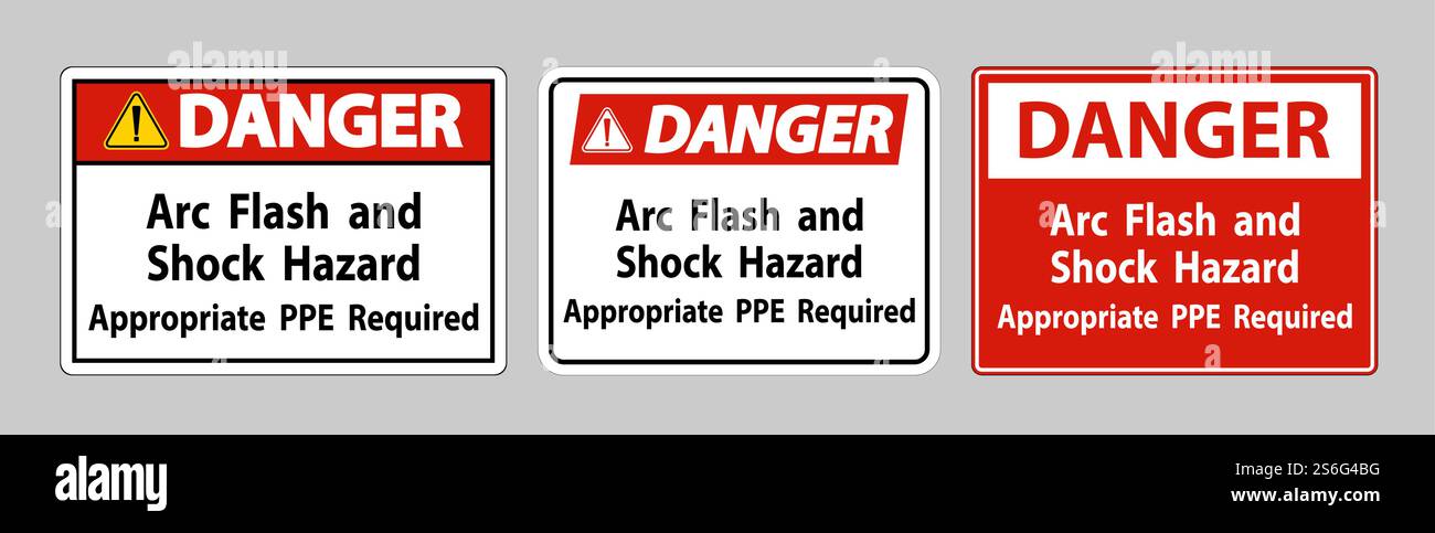 Danger Sign Arc Flash And Shock Hazard Appropriate PPE Required Stock ...