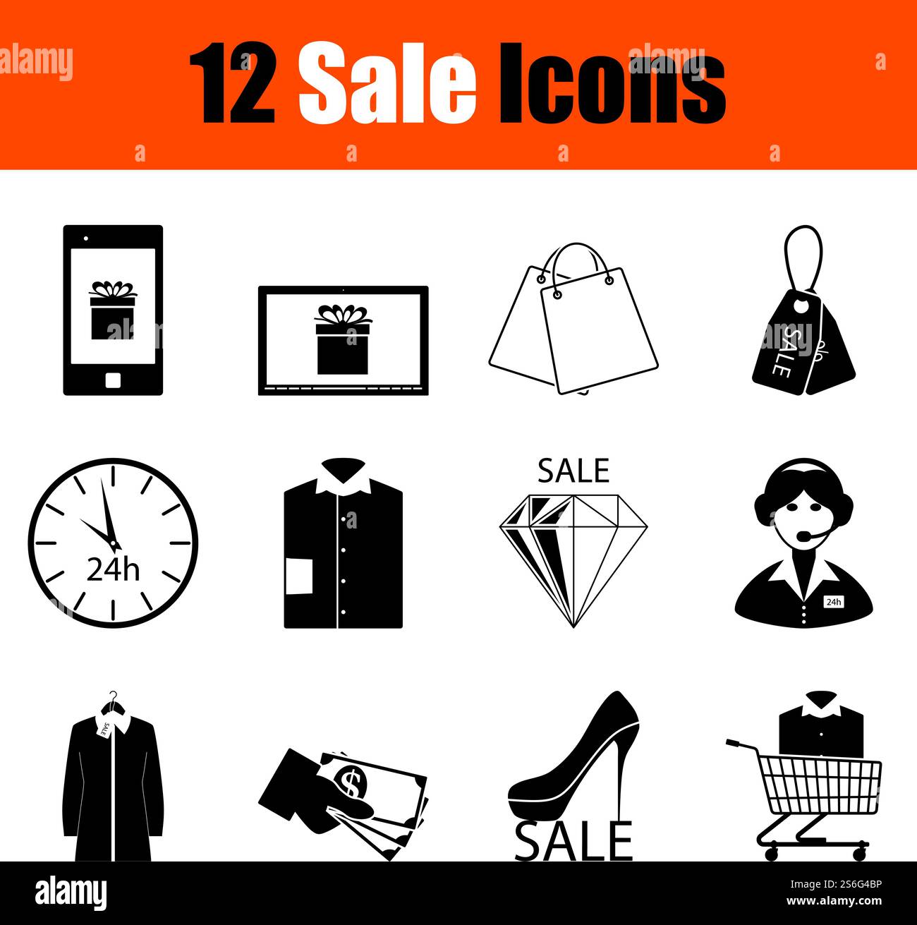 Sale Icon Set. Cute and Smooth Glyph Design. Fully editable vector ...