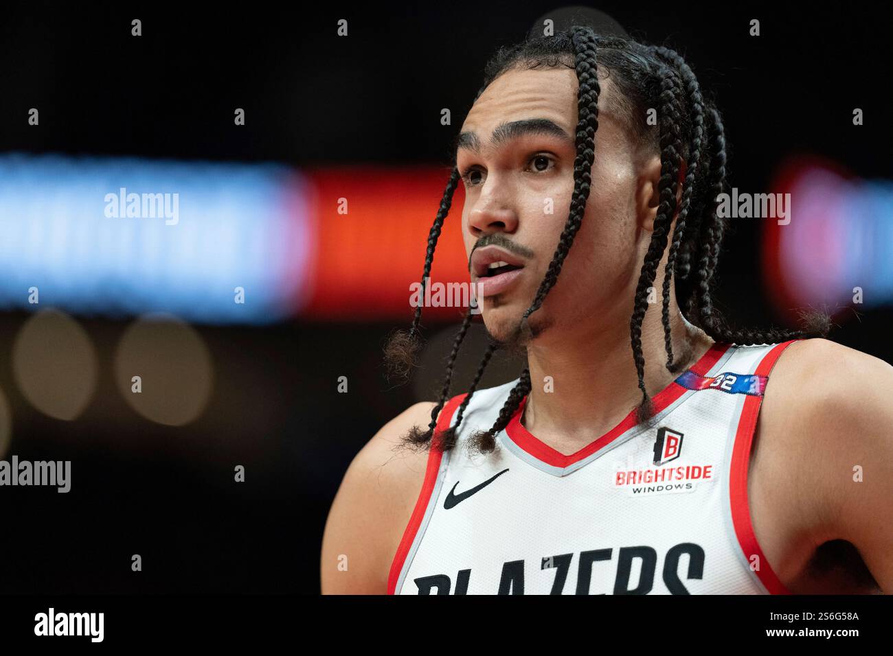 Portland Trail Blazers guard Dalano Banton looks on during the second ...